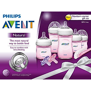 Philips Avent Natural Baby Bottle Pink Gift Set, SCD206/11