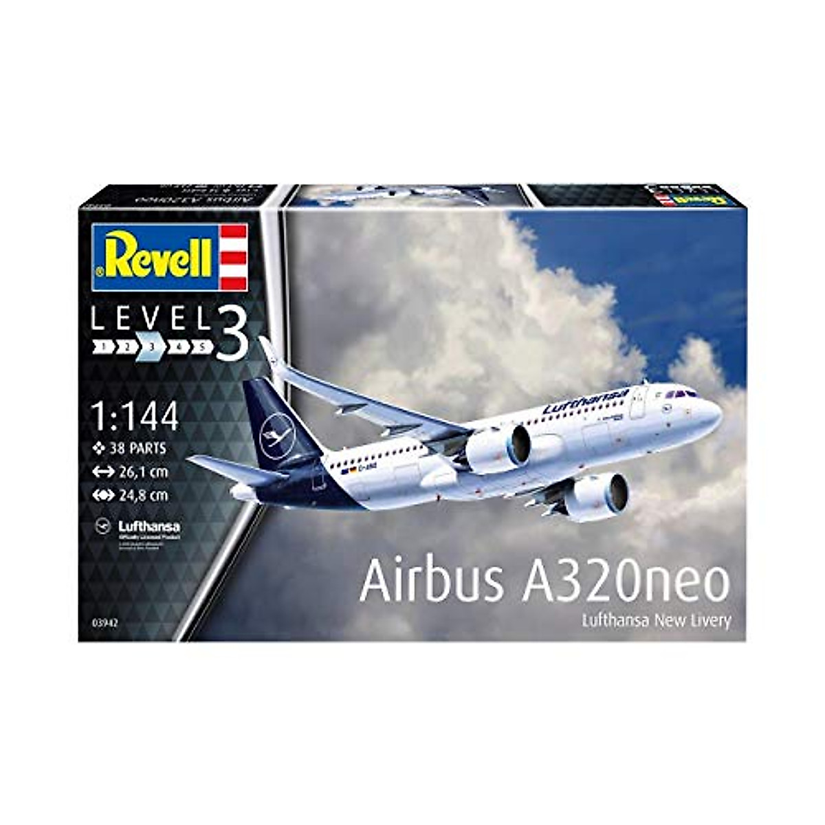 Revell 03942 Airbus A320 Neo Model Kit, 1:144 Scale, Multi-Color