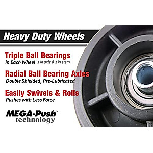 4 Tire Car Wheel Dolly Heavy Duty MEGA-Push Skates Triple Ball Bearings with Brakes 6000 lb Capacity Red