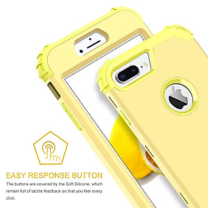 BENTOBEN Case for iPhone 8 Plus/iPhone 7 Plus, 3 in 1 Hybrid Hard PC Soft Rubber Heavy Duty Rugged Bumper Shockproof Anti Slip Full-Body Protective Phone Cover for iPhone 8 Plus/7 Plus, Yellow Lemon