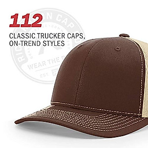 Richardson Unisex 112 Trucker Adjustable Snapback Baseball Cap, Solid Black, One Size Fits Most