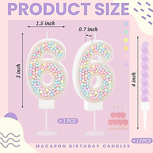 MTLEE Number 6 Birthday Candle Macaron Pastel Rainbow Unicorn Glitter 3D Number Candle with 12 Pcs Spiral Candles in Holders for Girl Boy Cake Topper Wedding Anniversary Sweet Theme Party Decoration