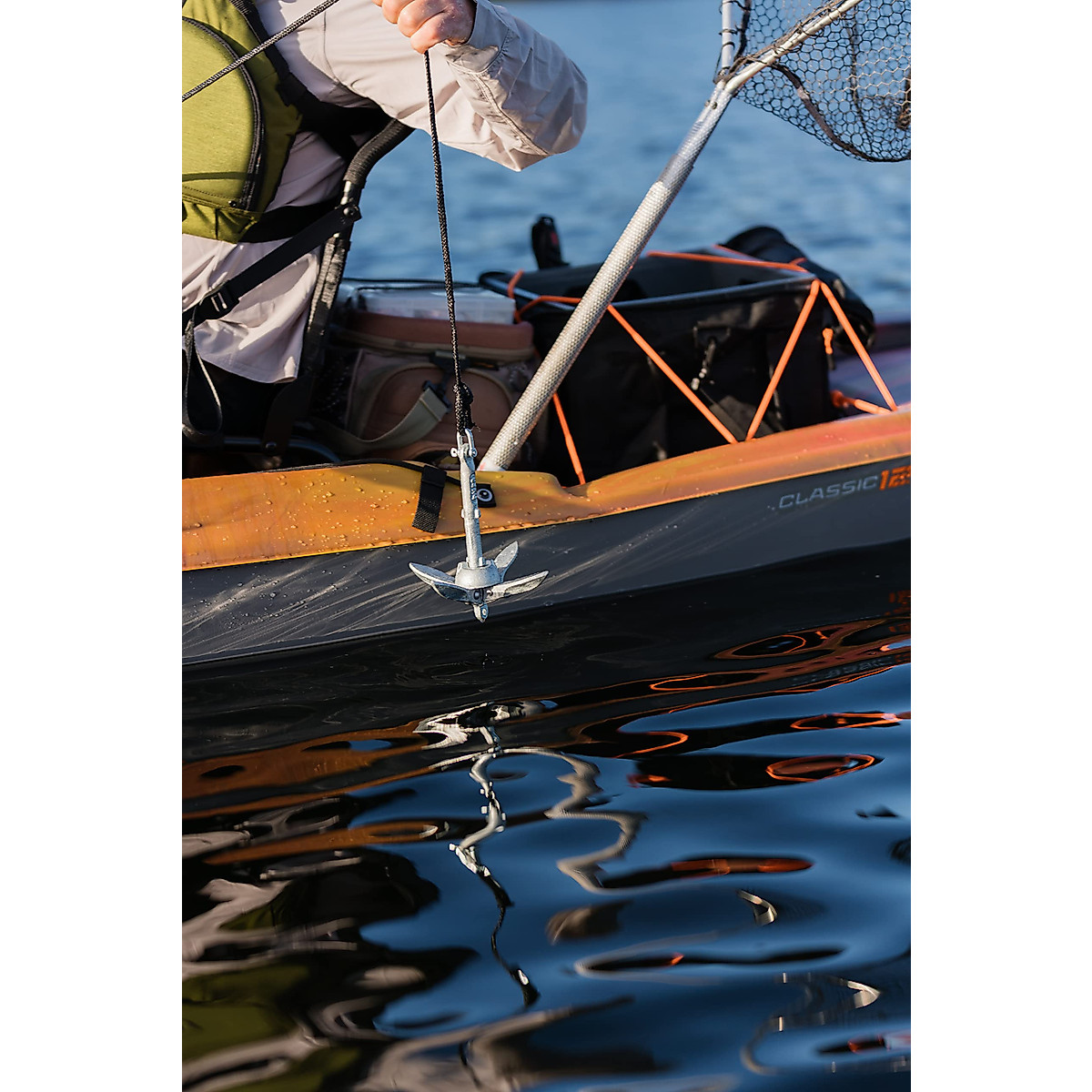 Pelican Compact Anchor Kit - for Kayak, Canoe, SUP - Inflatables or Small Boats - Foldable Storage Bag - Ideal for Fishing Kayak Boating (1.5 lb), Gray/Black