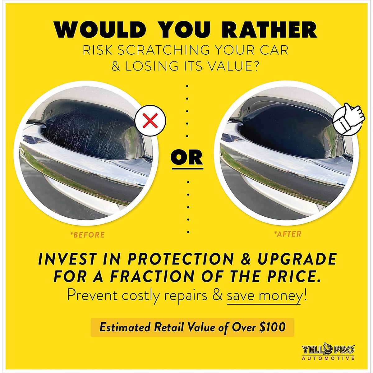 YelloPro Custom Fit Door Handle Cup 3M Scotchgard Anti Scratch Clear Bra Paint Protector Film Cover Self Healing PPF Guard Kit for 2019 2020 2021 2022 2023 2024 2025 Acura RDX SUV