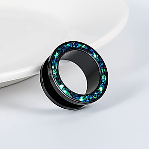 TBOSEN 6PCS Set Black Fashion Screw Fit Ear Tunnels Plugs Gauges Stainless Steel Expander Stretcher Piercing Jewelry 0g-1" in 8mm-25mm(0g)