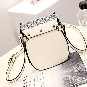 Cross-body handbags Girl's Classic Cartoon owl shoulder PU Leather Mini Casual Bag (white)