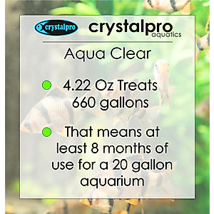 Crystalpro Water Clarifier 4.22 Oz - Aqua Clear Treats 660 Gallons - Water Clarifier for Fish Tank Clears Cloudy Water for Freshwater Aquariums and Fish Pond - Aquarium Water Clarifier