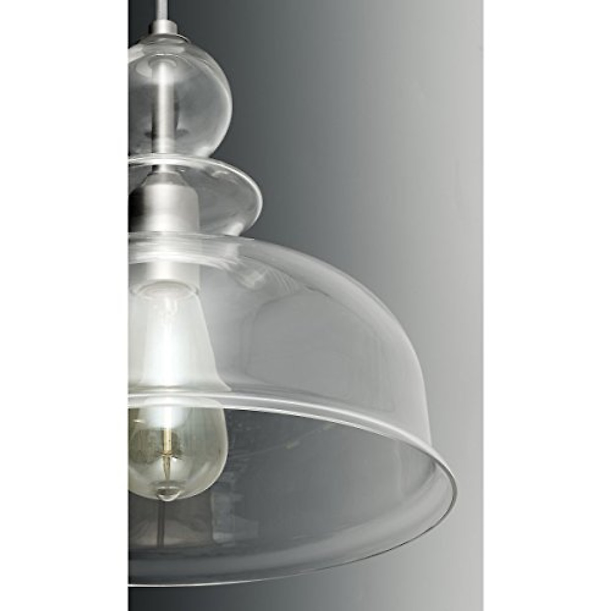 Staunton Collection 1-Light Clear Glass Global Pendant Light Brushed Nickel