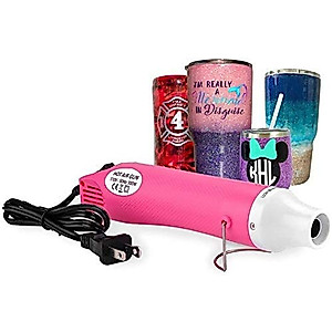 Wellshine Bubble Buster Tool for Making Epoxy Glitter Tumblers, Mini Portable Heat Gun for DIY Acrylic Resin Cups Tumblers Embossing Shrink Wrapping Paint Drying Crafts Electronics DIY (Pink)