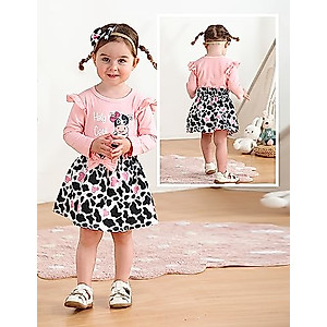 SUNNY PIGGY Newborn Baby Girl Clothes Toddler Long Sleeve Ruffle Romper Top Infant Skirt Set Little Girl Dress 0-3 Months Pink