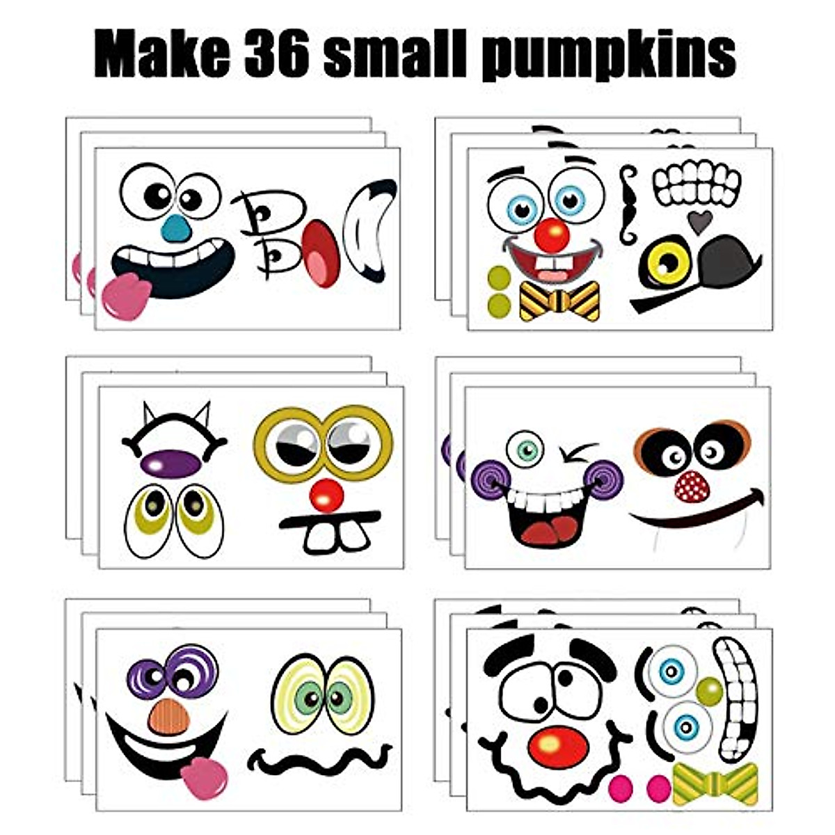 36 Pack Halloween Pumpkin Decorating Stickers Mini Make 36 Small Pumpkin Face Stickers for Halloween Kids Toddlers Party Favors Halloween Treats Stickers Gifts 18 Sheets