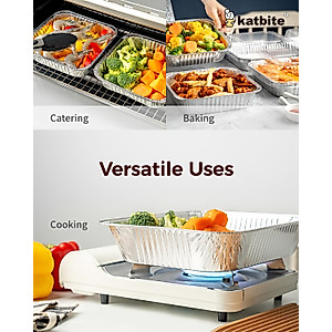 katbite Heavy Duty 8x8 Aluminum Pans with Clear Lids - 20-Pack, Premium Disposable Rectangular Baking Pans, Ideal for Air fryer, Cooking, Heating, Cake Storing & Food Preparation, Prepping Food