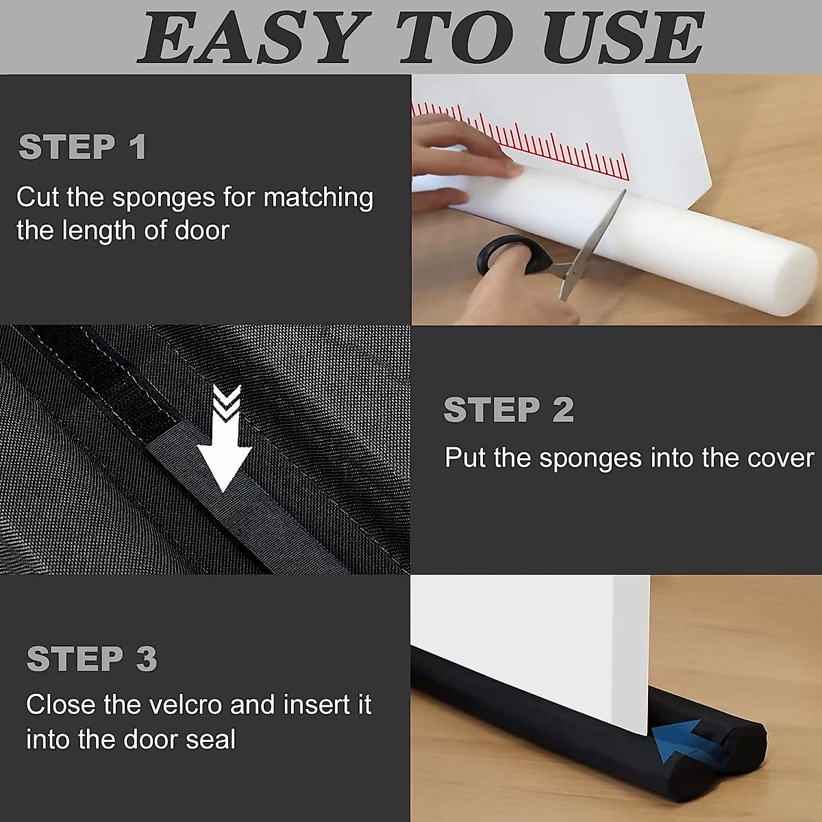 Door Draft Stopper,Draft Stopper for Bottom of Door,Front Door Draft Stopper Weather Stripping, Door Draft Blocker,30-36" Under Door Draft Stopper,Door Sweep Soundproof (Large White)