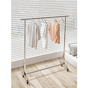 NYASAA Single Mobile Clothes Hanging Rail, Portable Freestanding Garment Rack for Bedroom, Laundry Room