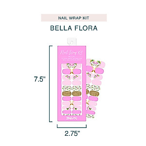 Studio Oh! Mani Nail Wrap Kit - 22 Nail Wraps & Stickers in Various Designs & Colors with Application Tools - Easy to Apply - Lasts up to a Month Without Chipping or Peeling - Bella Flora