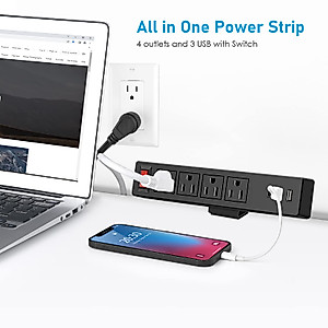 Desk Edge Power Strip with 4 USB