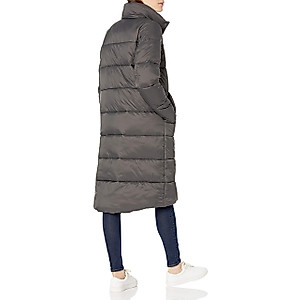Amazon Essentials Women's Lightweight Water-Resistant Longer Length Cocoon Puffer Coat, Charcoal, Small
