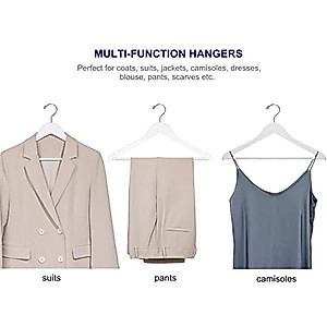 Amber Home Solid Wood Suit Coat Hangers 10 Pack, Smooth White Finish Wooden Dress Hangers with Non Slip Pant Bar, Clothes Hangers with 360 Swivel Hook & Notches for Jacket, Pant, Shirt (White, 10)