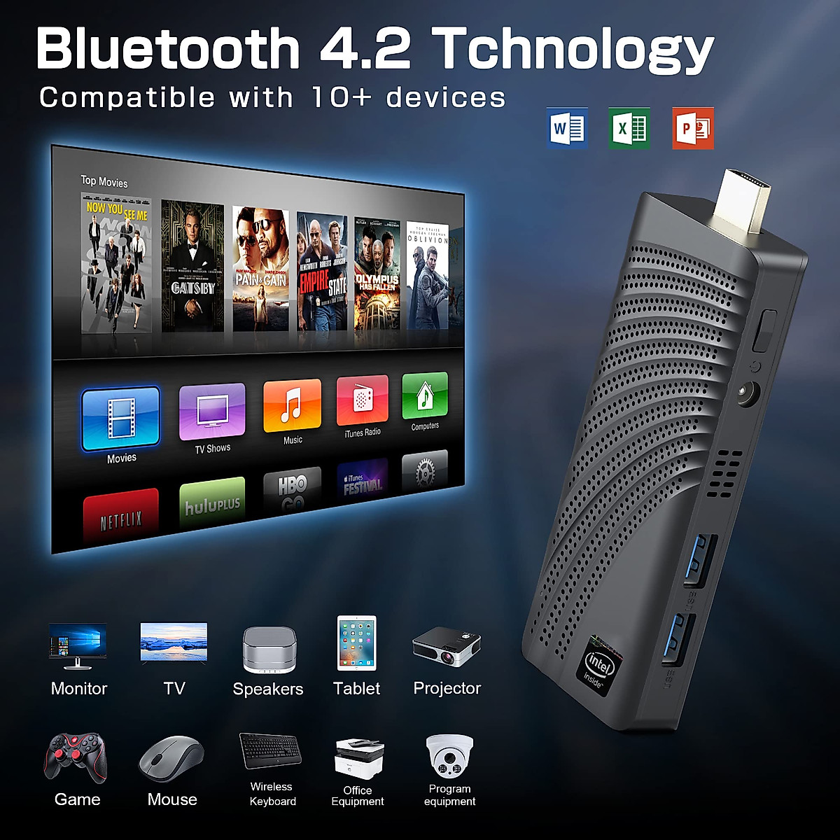 Mini PC Stick Celeron J4125 Windows 10 Pro, 4 Cores Intel Computer Stick 4K HDMI, Support Gigabit Ethernet/2.4G+5.0G WiFi/USB 3.0 Port/for Home Theater, School, Business Small Form Factor PC