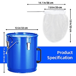 PioneerWorks Fryer Grease Bucket, 6 Gal Fryer Oil Bucket with Lid, Oil Disposal Caddy, Coated Carbon Steel Oil Filter Pot with Rust-Proof Coating, Oil Transport Container with Lock Clips, Filter Bag