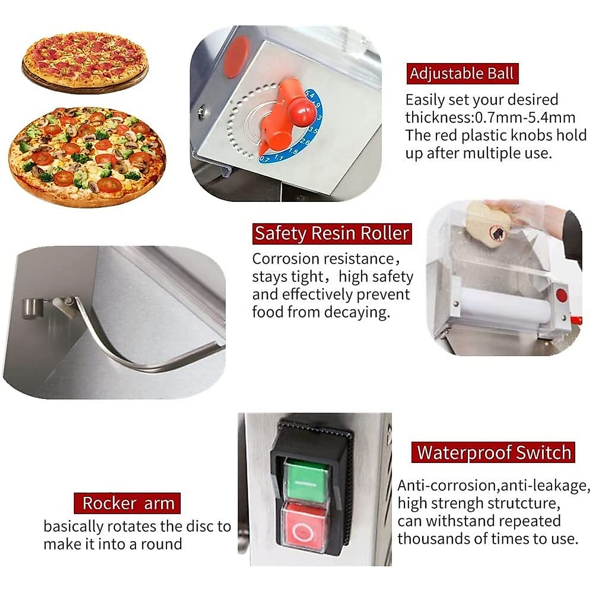 Pizza maker, 370W Automatic Commercial Pizza Dough Roller Sheeter, Electric Dough Press Machine, Making 5s/ Dough, for Rolling Various Dough
