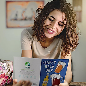 Tree-Free Greetings - Humorous Birthday Cards - Artful Designs - 1 Card + Matching Envelopes - Made in USA - 100% Recycled Paper - 5"x7" - Beer Day (GO61266)