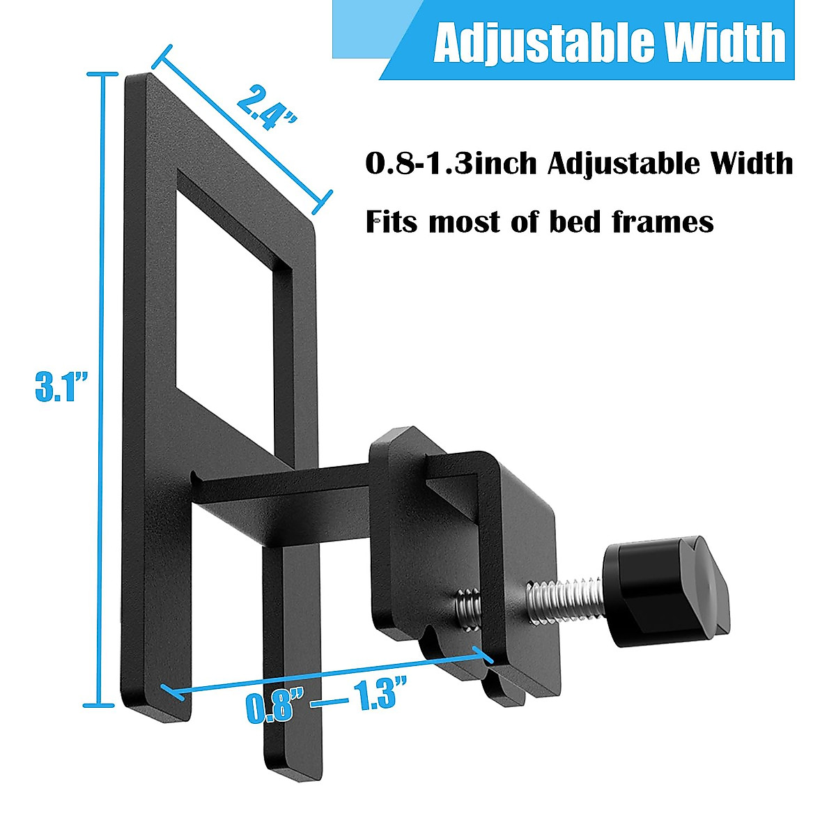 NHODIR Non Slip Mattress Gaskets for Metal Bed Frame, Mattress Slide Stopper, Mattress Holder in Place Gripper, Adjustable Anti-Slip Baffle, 6 PCS, Black