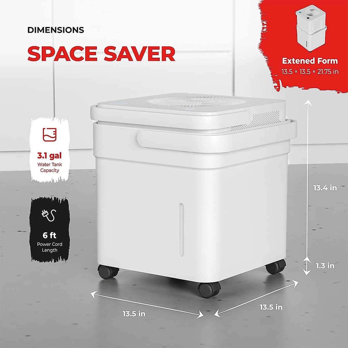 Pohl+Schmitt 2000 Sq Ft Cube Dehumidifier - 20 Pint Energy Star Portable Dehumidifier — Low Noise, Smart Humidity Control, and LED Control Panel with Lift and Twist Design