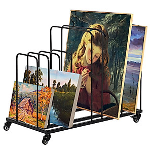 uyoyous Art Storage Rack with Wheels 10 Section Art Drying Rack Metal Storage Stand Rolling Art Painting Display Rack for Canvas Boards, Panel, Crafts Drying and Paintings Display