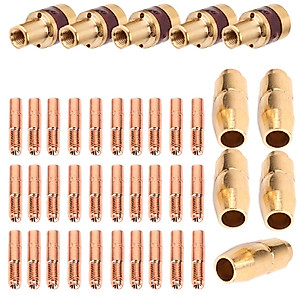 40Pcs/Set Mig Welding Gun Accessory 0.030" Kit for M-10,M-15 and Hobart H-9 H-10 Include 30pcs Contact Tips 000-067 0.030", 5pcs Gas Nozzles 169-715 1/2", 5pcs Gas Diffusers 169-716