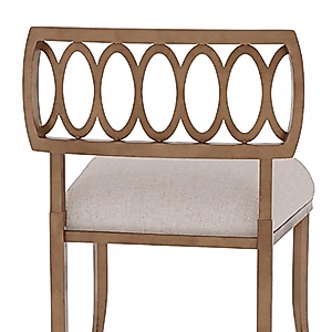 Hillsdale, Canal Street Metal Vanity Stool with Interlocking Oval Back Design for Makeup Room or Bathroom, Golden Bronze