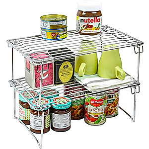 2 Pack - DecoBros Stackable Kitchen Cabinet Organizer, Chrome