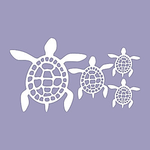 Vinyl Wall Art Decal - Turtles - 17" x 30" - Cute Modern Turtle Design for Animal Lovers Home Apartment Kids Bedroom Closet Door Window Playroom Classroom Nursery Sticker Decoration (White)