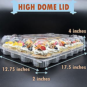YKDFUN BPA FREE Plastic Disposable stackable Standard 24 Cupcake Holder Carrier - Clear Tall dome for Tall Frosting Decoration - Valentine's Day cupcakes, Travel Holder, Regular Muffins - Set of 10