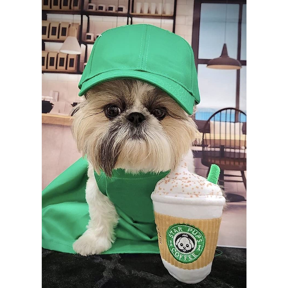 Parody Star Pups Coffee Dog Toy Pup'kin Spice Latte - Fall Funny Parody Plush Squeaky Holiday Toys for Medium, Small and Large - Cute Gifts for Dog Birthday - Cool Stuffed For All Breed Sizes