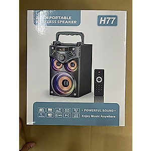 Bluetooth Speakers, Portable Wireless Speakers with Subwoofer, Bluetooth 5.0, LED Colorful Lights, FM Radio, Remote, EQ, Loud Stereo Sound Deep Bass Sound Boombox System for Outdoor Home Party Camping