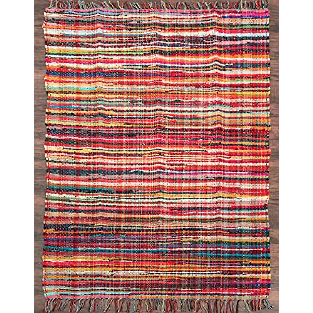 HOMEMONDE 4x6 Area Rug 100% Recycled Handmade Chindi Rag Carpet Colorful Boho Rugs for Living Room, Bedroom, Kitchen