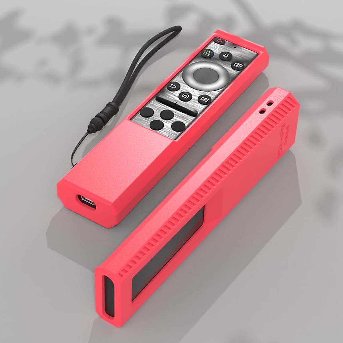 Silicone Samsung Remote Cover Compatible with 2022 Samsung SolarCell Remote TM2280E BN59-01386 BN68-13841G BN59-01385A Cover Samsung TM2240A Remote Case Shockproof Anit-Lost with Lanyard(Red)