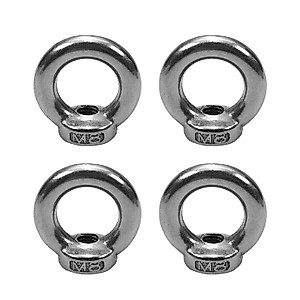 Bettomshin Lifting Eye Nut M8 Female Thread 304 Stainless Steel Round Shape for Rope Fitting Silver Tone 4Pcs