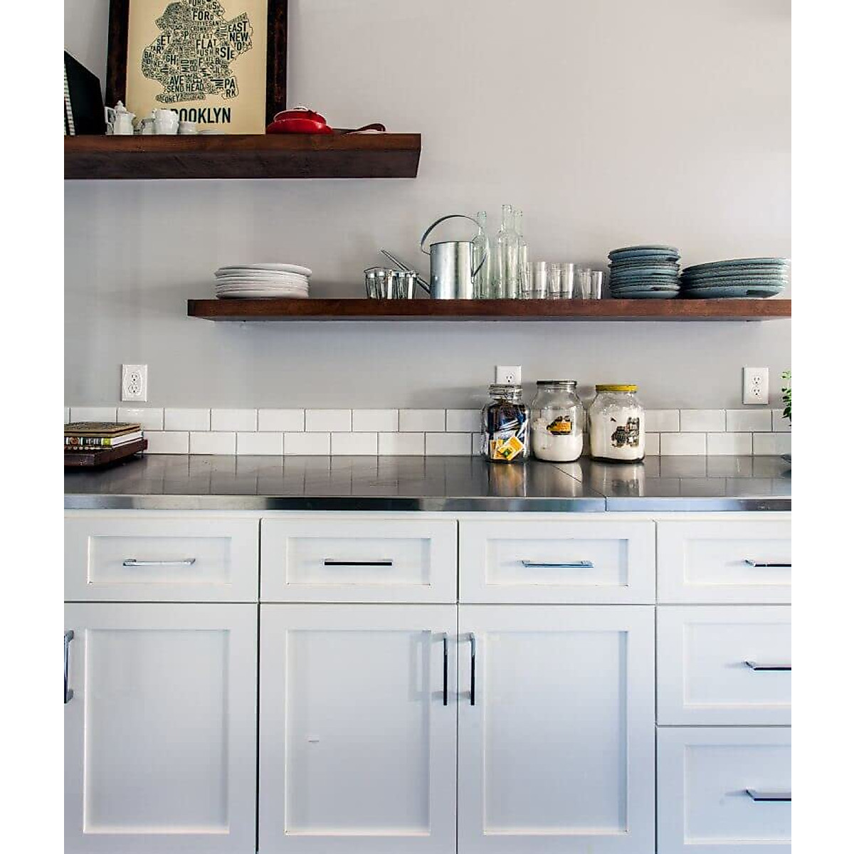 SHUAIAIW 36 inch Floating Shelves Wall Shelf Set of 2, Hanging Shelves with Hide Embedded Brackets, Real Natural Solid Wood Large Floating Shelf for Wall Organizer and Home Decor