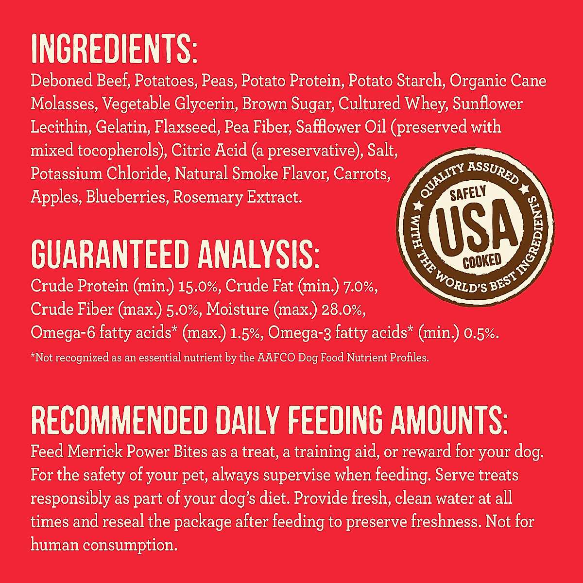 Merrick Power Bites Dog Treats, Real Beef Recipe - 6 oz. Bag