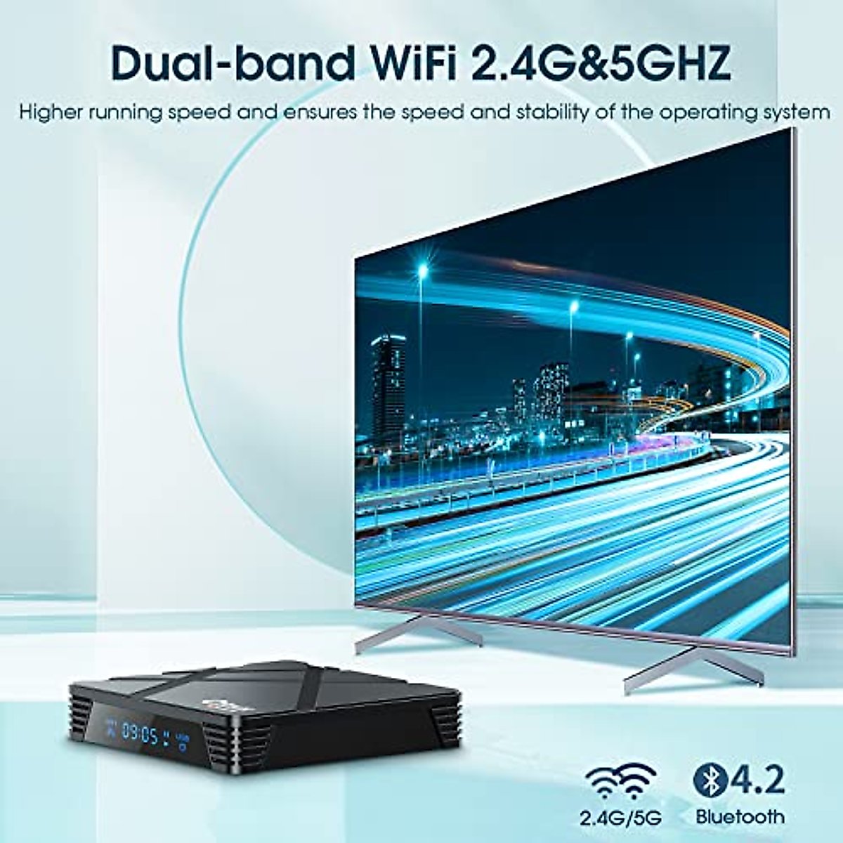 Android TV Box 11.0, 2022 Newest Android TV Box 4GB RAM 32GB ROM with RK3318 Quad-Core 64 Bits, Android Box Dual-WiFi 2.4GHz/5GHz BT 4.2 USB 3.0 3D 4K/6K TV Box