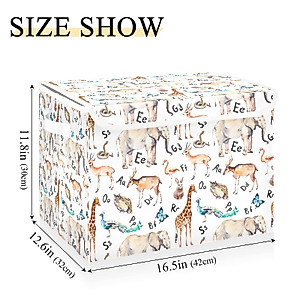 susiyo Zoo Animals Alphabet Letters Storage Bin Collapsible Fabric Storage Basket with Lid