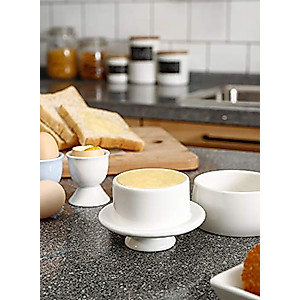 Sweese 317.101 Butter Crock Keeper with Water Line, French Butter Dish - Holds Up to 4oz East and West Coast Butter - Perfect Spreadable - Porcelain, White