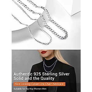 PROSTEEL 925 Sterling Silver Chain Necklace for Men Cuban Link Chains Necklace Dainty 14 inch Mens Layered Necklaces