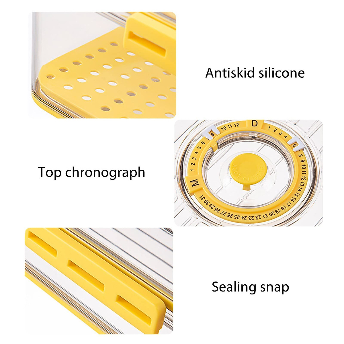 Food Storage Containers with Handles and Lids BPA Free Plastic Airtight Kitchen Home Pantry with Time Recording Organizer for Food Drinks Fruit Vegetable Meal Salad Sandwich Leak Proof