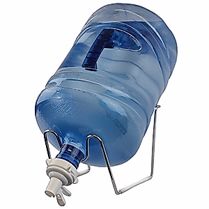 AquaNation Chrome Silver Metal Plated 3 - 5 Gallon Water Bottle Jug Canteen Stand and Dispenser Valve for 48mm 55mm Non Threaded Snap On Crown Top Large Reusable Water Jugs Bottles (55mm)