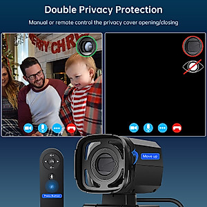 CofunKool 1080P Webcam with Microphone and Remote, AI Auto Tracking, Full HD USB Web Camera, Computer Camera for Desktop, Streaming Camera, External Webcam for PC Laptop, Plug&Play, WDR