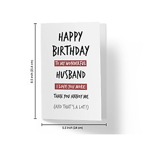 Funny Birthday Card for Husband, Large 5.5 x 8.5 Happy Birthday Card for Him, Husband Birthday Card from Wife, Karto More Than Husband
