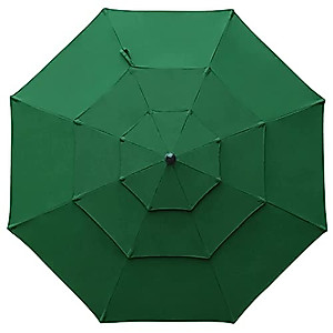 Aoodor Patio Umbrella 10 ft Dining Table Outdoor Market Umbrella 3 Tier - Green